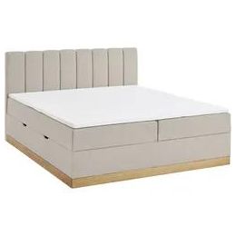 Boxbett Home Affaire "Frappelle inkl. Bettkasten, erh&auml;ltlich in der Gr&ouml;&szlig;e 180x200cm, H3", beige, B:182cm L:210cm, Stoffbezug Nordic (100% Polyester), Komplettbetten, inkl. PUR-Schaum-Topper