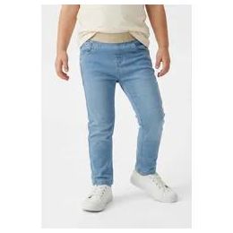 Jeansleggings name it "NMFSALLI SLIM SWE JEANS 1190-BO NOOS", M&auml;dchen, Gr. 122, N-Gr, light blau denim, Sweatware, Obermaterial: 95% Baumwolle, 5% Elasthan, kontrastfarbene Details, leichte Abriebeffekte, unifarben, slim fit lang, Jeans