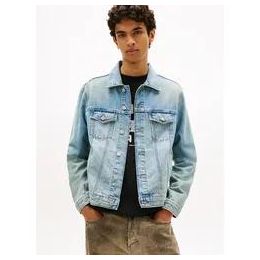 Tommy Hilfiger Jeansjacke TOMMY JEANS "RYAN REGULAR TRUCKER", Herren, Gr. M, denim light, Denim/Jeans, Obermaterial: 100% Baumwolle, unifarben, regular fit normal, Rundhals, eingesetzt angesetztes B&uuml;ndchen, Jacken Jeansjacke, Regular fit mit Taschen