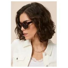 Sonnenbrille Laura Scott "mit goldfarbenen Metalldetail am B&uuml;gelansatz", Damen, braun, gemustert, leicht durchscheinend, leicht transparent, Sonnenbrillen Sonnenbrille, braun gemusterter Vollrandrahmen, graue Gl&auml;ser mit hohem Blendschutz