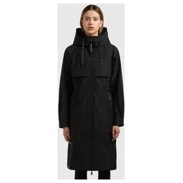 Regenmantel Khujo "PINAX2", Damen, Gr. L, schwarz, Web, 100% Polyester, unifarben, regular fit knielang, Raglan&auml;rmel mit Druckknopf, M&auml;ntel