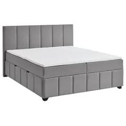 Boxbett Home Affaire "Bellah inkl. Bettkasten, erh&auml;ltlich in der Breite 180x200cm", grau, B:186cm L:209cm, Stoffbezug Nordic (100% Polyester), Komplettbetten, inkl. PU-Schaum-Topper