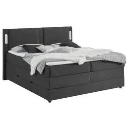 Boxbett Inosign "Elverta inkl. Bettkasten und LED-Beleuchtung", schwarz, B:190cm L:208cm, Stoffbezug Nordic (100% Polyester), Komplettbetten, erh&auml;ltlich in der Breite 180x200cm, Kopfteil in Kissenoptik, Topseller