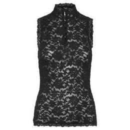 Spitzentop rosemunde "Delicia lace top", Damen, Gr. S, schwarz, Spitze, Obermaterial: 50% Baumwolle, 48% Polyamid, 2% Elasthan, figurbetont h&uuml;ftlang, ohne Ausschnitt, Tops Spitzentop, aus elastischer Baumwollspitze mit Stehkragen und Knopfleiste