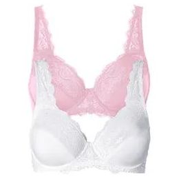 B&uuml;gel-BH bonprix "B&uuml;gel-BH mit zarter Spitze (2er Pack)", Damen, Gr. 90, Cup B, rosa, wei&szlig;, Obermaterial: 88% Polyester, 12% Elasthan. Futter: 90% Polyamid, 10% Elasthan. Spitze: 90% Polyamid, 10% Elasthan, BHs B&uuml;gel-BH, mit B&uuml;gel und Spitzen-Details