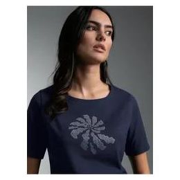 T-Shirt TRIGEMA "TRIGEMA T Shirt mit Strass Motiv "Schnecke", Damen, Gr. L, navy, Single Jersey, 100% Baumwolle, Basic, Rundhals, Shirts T-Shirt
