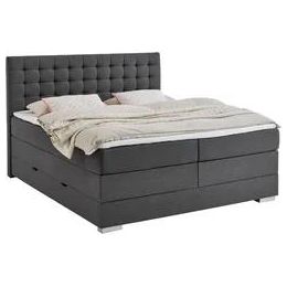 Boxbett Home Affaire "Keeva inkl. Bettkasten und Topper", graphit, B:182cm L:209cm, Stoffbezug Nordic (100% Polyester), Komplettbetten, erh&auml;ltlich in der Breite 180x200cm, Topseller