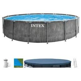 Framepool Intex "&raquo;PrismFrameTM Greywood&laquo;", grau, blau, H:122cm &Oslash;:457cm, Schwimmbecken, &Oslash;xH: 457x122 cm