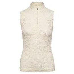 Spitzentop rosemunde "Delicia lace top", Damen, Gr. L, wollwei&szlig;, Spitze, Obermaterial: 50% Baumwolle, 48% Polyamid, 2% Elasthan, figurbetont h&uuml;ftlang, ohne Ausschnitt, Tops Spitzentop, aus elastischer Baumwollspitze mit Stehkragen und Knopfleiste