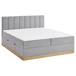 Boxbett Home Affaire "Frappelle inkl. Bettkasten, erh&auml;ltlich in der Gr&ouml;&szlig;e 180x200cm, H3", grau, B:182cm L:210cm, Stoffbezug Nordic (100% Polyester), Komplettbetten, inkl. PUR-Schaum-Topper