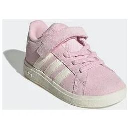 Klettschuh Adidas SPORTSWEAR "GRAND COURT 2.0 KIDS", Kinder, Gr. 21, wei&szlig; (clear pink, sanftes wei&szlig;, gold metallic), Leder, Synthetik, Textil, Schuhe Klettschuh, f&uuml;r Kinder, mit Klettverschluss