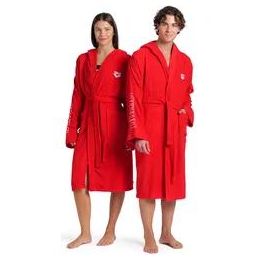 Bademantel arena "arena Unisex Zeppelin Bademantel" Gr. M, rot, wei&szlig;, L:115cm, Baumwolle, Hausm&auml;ntel, Bademantel, Schwimmbad, Sauna, Baumwolle, Unisex, weich, bequem, Kapuze, leicht