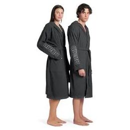 Bademantel arena "arena Unisex Zeppelin Bademantel" Gr. M, asphalt, wei&szlig;, L:115cm, Baumwolle, Hausm&auml;ntel, Bademantel, Schwimmbad, Sauna, Baumwolle, Unisex, weich, bequem, Kapuze, leicht