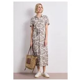 Maxikleid Street One, Damen, Gr. 42, EURO-Gr&ouml;&szlig;en, timeless beige, Stoff, 100% Viskose, gemustert, normal kn&ouml;chelfrei, V-Ausschnitt, B&uuml;ndchen, Kleider Maxikleid, aus Viskose