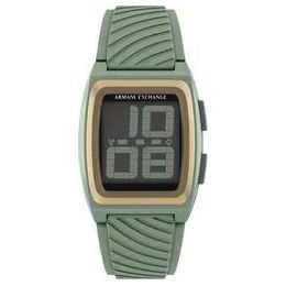 Giorgio Armani Digitaluhr ARMANI EXCHANGE, gr&uuml;n, goldfarben, Armbanduhren, Herren, Digitaluhr, Quarzuhr, Armbanduhr, Damenuhr, Herrenuhr, Silikonarmband, digital