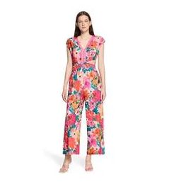 Overall Vera Mont "Damen mit Blumenprint", Damen, Gr. 40, Normalgr&ouml;&szlig;en, gelb, pink, Obermaterial: 94% Polyester, 6% Elasthan, figurumspielend, Serafino, Overalls Overall