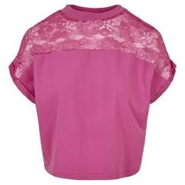 Kurzarmshirt Urban Classics "Urban Classics Damen Ladies Short Oversized Lace Tee", Damen, Gr. 4XL, brightviolet, 95% Baumwolle, 5% Elasthan, unifarben, oversize, Rundhals, Shirts
