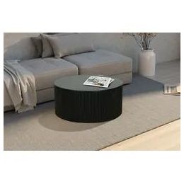 Couchtisch ByLiving "OWEN", schwarz, schwarz, B:80cm H:36cm T:80cm, Tische, Couchtisch, Schwarz, Tischplatte zum Abnehmen, Stauraum, Breite: 40 oder 80 cm