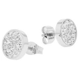 Paar Ohrstecker Tom Tailor "Schmuck Geschenk Edelstahl Kreis rund", edelstahlfarben, kristallwei&szlig;, kristallwei&szlig;, Ohrringe, Damen, Edelstahl, mit Kristallsteine