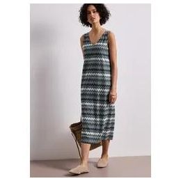 Midikleid Street One, Damen, Gr. 42, EURO-Gr&ouml;&szlig;en, deep bound gr&uuml;n, Stoff, 68% Polyester, 31% Viskose, 1% Metallfaser, gemustert, comfort fit Midi, V-Ausschnitt, normaler Saum, Kleider Midikleid, mit Zick Zack Muster