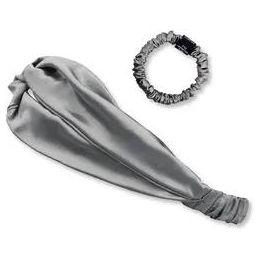 Diadem AILORIA "Set Headband und Scrunchie S aus Seide SOYEUX & DOUX", Damen, grau, Modet&uuml;cher