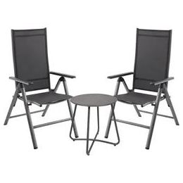 Balkonset Garden Pleasure "MARLA/VALERIA", anthrazit, anthrazit, schwarz, B:140cm H:109cm T:140cm, Aluminium, Kunststoff, Stahl, Sitzm&ouml;bel-Sets, Balkonset, einfache Montage