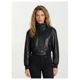 Lederjacke Trueprodigy "Kiora Bomberjacke aus Leder mit Stehkragen", Damen, Gr. L, schwarz, Obermaterial: 100% Schafsleder sheepskin., slim fit, Jacken