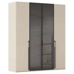Dreht&uuml;renschrank Rauch "Schrank Garderobe SKAT SHINE Breiten 151/201/251/301cm, H&ouml;he 223/235cm", beige (champagner), B:201cm H:223cm T:63cm, Glas, Holzwerkstoff, Schr&auml;nke, Dreht&uuml;renschrank, edle Schrankfront mittig hochwertige Glasrahment&uuml;ren MADE IN GERMANY