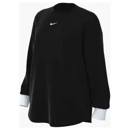 Funktionsshirt Nike "W NK ONE RELAXED DF LS TOP", Damen, Gr. XL, schwarz, wei&szlig;, Obermaterial: 81% Polyester, 13% Baumwolle, 6% Elasthan, normal, Rundhals, Shirts Funktionsshirt, lockere Passform, verl&auml;ngerter Schnitt, leichtes Jersey-Material