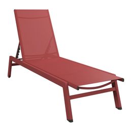 Ambia Garden Sonnenliege, Rot, Metall, Textil, 55x92x164 cm, R&uuml;ckenlehne verstellbar, Gartenm&ouml;bel, Gartenliegen