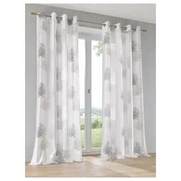 Kutti Gardine HEINE HOME Gr. 3, taupe, wei&szlig;, B:135cm H:225cm, Polyester, Viskose, Gardinen, Gardine