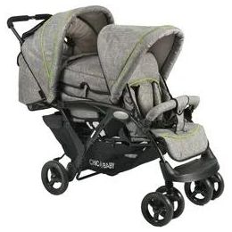 CHIC 4 BABY Geschwisterwagen CHIC4BABY "Duo", Kinder, jeans grau, Kinderwagen, mit feststellbaren Doppelschwenk-Vorderr&auml;dern