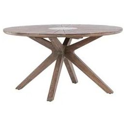 Gartentisch VENTURE HOME "Rosario, runde Esstafel f&uuml;r den Au&szlig;enbereich", braun, natur, natur, B:140cm H:75cm T:140cm, Tische, Gartentisch, Outdoortisch rund, Metallgestell, pflegeleicht