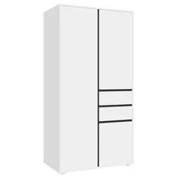 Kleiderschrank Home Affaire "NULA, Schlafzimmerschrank, Garderobe, Schrank", wei&szlig;, B:100cm H:194cm T:56cm, FSC-zertifizierter Holzwerkstoff, Schr&auml;nke, Kleiderschrank, 3 T&uuml;ren, 2 Schubk&auml;sten, 1 E-Boden, 5 K-B&ouml;den, 1 Kleiderstange