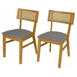 Esszimmerstuhl Jahnke "VIENNA SIT DUO", silbergrau, eiche, eiche, silbergrau, B:47cm H:81,5cm T:50cm, Massivholz, St&uuml;hle, Esszimmerstuhl, Esszimmerstuhl (2er Set), Massivholz, gepolstert, bis 110 kg belastbar