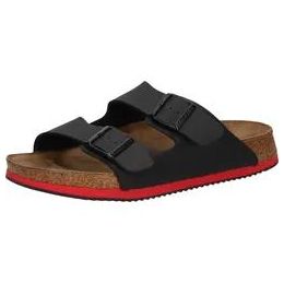 Sandale Birkenstock "Arizona SL", Herren, Gr. 41, schwarz (schwarz, rot), Obermaterial: 50% Rindsleder Leather cow. 50% Lammleder LEL., Schuhe Sandale
