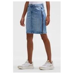 Jeansrock SOCCX, Damen, Gr. L, sky blau, Jeans, Material: 63% Baumwolle, 25% Polyester, 10% Viskose, 2% Elasthan, bestickt, regular fit, R&ouml;cke Jeansrock, mit Gehschlitz
