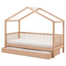 Hausbett Vipack "Forrest mit hochwertiger und stabiler Verarbeitung, Made in Europe", natur buche, natur buche, natur buche, B:97,5cm H:170cm L:207,5cm, Betten, wahlweise ohne oder mit Textilhimmel