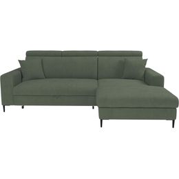 Ecksofa TRENDS BY HG "Nizza", b619 glow 9 wintermoss, B:250cm H:104cm T:166cm, 92% Polyester;8% Nylon, Sofas, Ecksofa, Schlaffunktion + Bettkasten