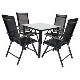 Garten-Essgruppe Vcm "5 tlg. Alu Gartenset Sitzgruppe Tisch St&uuml;hle 80 MA", schwarz (anthrazit), B:80cm T:80cm, Obermaterial: 100% Metall MT., Sitzm&ouml;bel-Sets