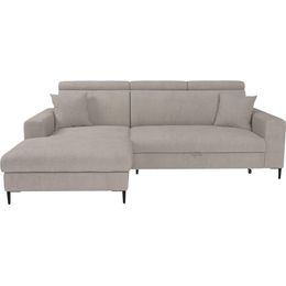 Ecksofa TRENDS BY HG "Nizza", b618 glow 4 stone, B:250cm H:104cm T:166cm, 92% Polyester;8% Nylon, Sofas, Ecksofa, Schlaffunktion + Bettkasten