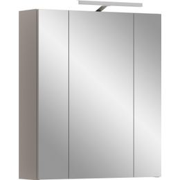 Spiegelschrank Welltime, kaschmir, B:60cm H:70cm T:18cm, Holzwerkstoff, MDF, Schr&auml;nke, Spiegelschrank, Florenz, Spiegelschrank inkl. Beleuchtung, Kaschmir, 3-t&uuml;rig