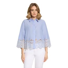 Schlupfbluse Cartoon "Damen mit Stickerei", Damen, Gr. 34, hellblau, Obermaterial: 55% Baumwolle, 45% Lyocell, loose fit normal, Blusen Schlupfbluse