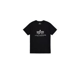 T-Shirt Alpha Industries "Basic T-Shirt BL Foil Print", Herren, Gr. XL, schwarz (schwarz, metalsilber), Obermaterial: 100% Baumwolle, Shirts T-Shirt