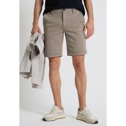Shorts Street One MEN, Herren, Gr. 31, warm sand, Stoff, 74% Polyester, 21% Viskose, 5% Elasthan, unifarben, regular fit kurz, Hosen Shorts, mit Elastikbund