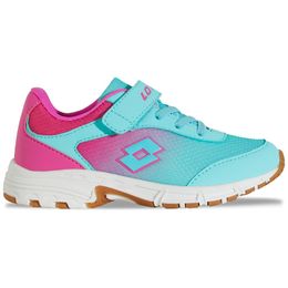 Hallenschuh Lotto, M&auml;dchen, Gr. 25, teal, pink, Kunstfaser, Synthetik, mehrfarbig, Schuhe Hallenschuh, - Indoorschuh mit nicht abf&auml;rbender Sohle