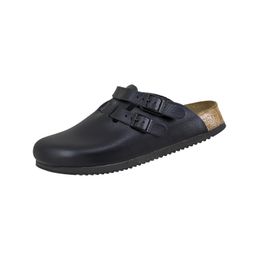 Pantolette Birkenstock "Kay SL", Damen, Gr. 44, schwarz, Obermaterial: 50% Rindsleder Leather cow. 50% Lammleder LEL., Schuhe Pantolette
