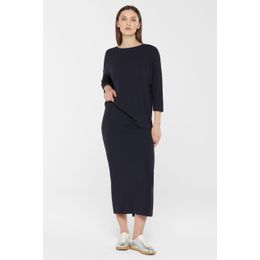 Sweater SENSES.THE LABEL, Damen, Gr. M/L, night navy, Frottee, Material: 60% Viskose, 36% Polyester, 4% Elasthan, unifarben, relaxed fit normal, Rundhals, eingesetzt gerader Abschluss, Sweatshirts Sweater, mit &uuml;berschnittenen Schultern