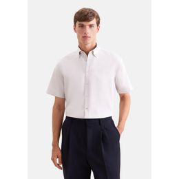 Businesshemd Seidensticker "Schwarze Rose", Herren, Gr. S (38), normale &Auml;rmell&auml;ngen, beige, 100% Baumwolle, Strukturmuster, tailored fit, Hemden, Shaped 1/2 Button-Down-Kragen Struktur