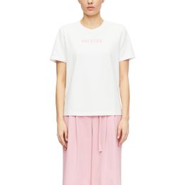 T-Shirt comma, Damen, Gr. 34, wei&szlig;, Single Jersey, Obermaterial: 57% Baumwolle, 37% Modal, 6% Elasthan, bedruckt, regular fit normal, Rundhals, Shirts T-Shirt, mit Print